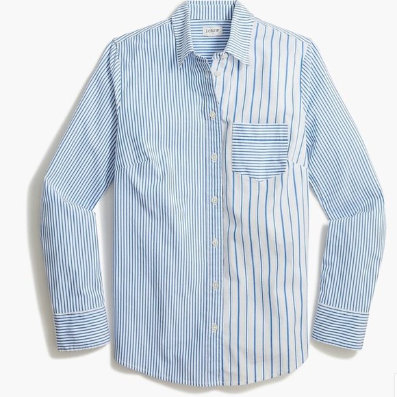 J. Crew Factory | Tops | Bnwt New Jcrew Factory Made Striped Cotton Poplin Shirt Signature Fit ...